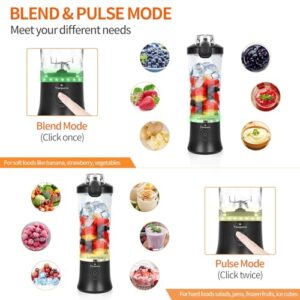 Portable Blender, Personal Size Blender for Shakes and Smoothies, Waterproof 20OZ USB Rechargeable Mini Blender Cup with 6 Sharper Blades Hand-held Blender for Kitchen/Home/Travel