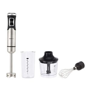 amazon basics 500 watt multi-speed immersion hand blender with attachments, silver