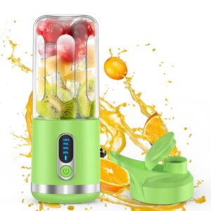 neza portable blender, personal blender smoothies and shakes, mini blender with 6 blades, 15.2 oz multifunctional and bpa free, usb rchargeable portable juicer, with travel/gym/office, green