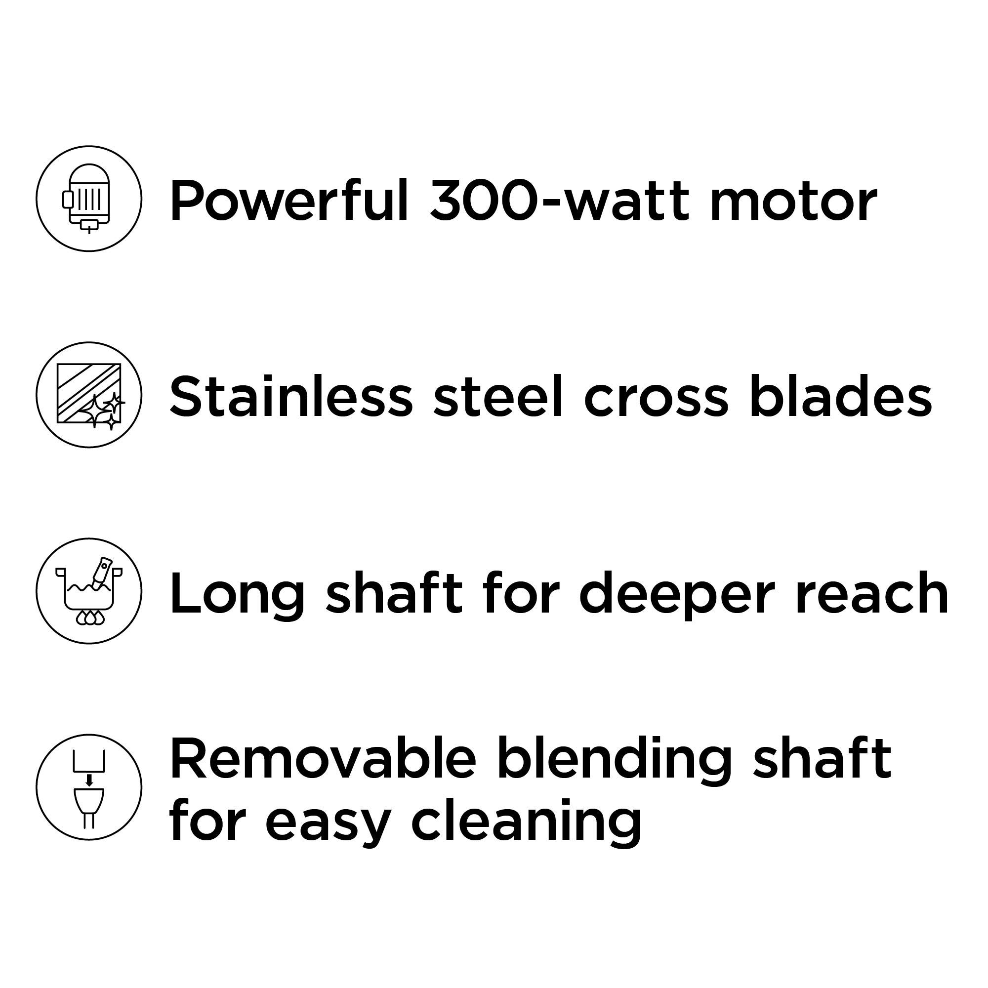 Chefman Immersion Stick Hand Blender with Stainless Steel Blades, Powerful Electric Ice Crushing 2-Speed Control Handheld Food Mixer, Purees, Smoothies, Shakes, Sauces & Soups, Grey