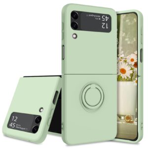 GaoBao for Samsung Galaxy Z Flip 3 5G Case, Galaxy Z Flip 3 5G Cover 6.7'', Silicone Soft Gel Rubber Bumper Shockproof Anti-Scratch Protective Case with Ring for Galaxy Z Flip3 5G 2021, Matcha Green.