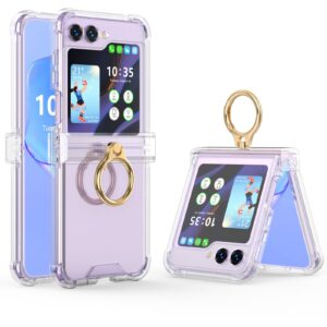 galaxy z flip 5 case with hinge protection clear samsung flip 5 case with kickstand for samsung galaxy z flip 5 5g (2023) - clear