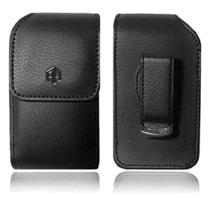 ah small vertical leather pouch with 360 rotating clip, holster flip phone case belt clip holder fits lg b470 kyocera cadence lte alcatel go flip/myflip flip palm phone and most flip phones