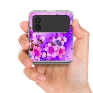 Bcov Galaxy Z Flip 3 5G Case, Purple Cherry Blossom Anti-Scratch Solid Hard case Protective Shookproof Phone Cover for Samsung Galaxy Z Flip 3 5G