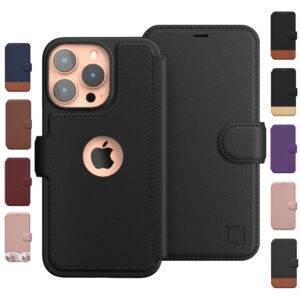 iphone 15 pro max wallet case for women and men, case with card holder [slim & protective] for apple 15 pro max (6.7”), vegan leather i-phone cover, phone case, black