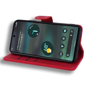 YBFJCE for Google Pixel 8 Pro Case, Wallet Case for Google Pixel 8 Pro, Protective PU Leather Shockproof Dropproof Flip Phone Shell, Magnetic Kickstand Card Slots Cover for Google Pixel 8 Pro, Red