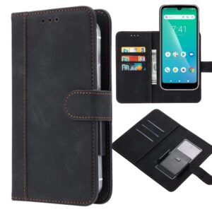 ranyi for consumer cellular iris connect case, universal pu leather wallet case with credit card holder movable clip magnetic flip wallet protection case for consumer cellular iris connect -black