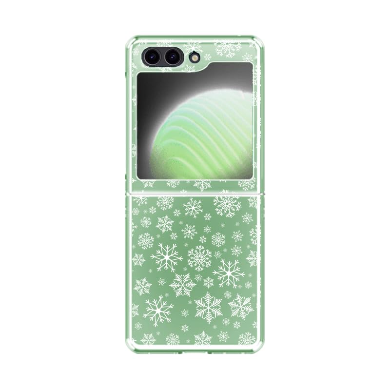 Peachy Life Compatible with Samsung Galaxy Z Flip 5 Case, Christmas Pattern with Winter Snowflake Style PC Protective Clear Case (Big Snowflakes)