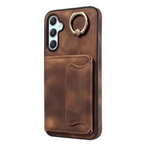 wallet case compatible with samsung galaxy a34 5g card slot holder multifunctional case flip phone case compatible with samsung galaxy a34 5g (color : brown)