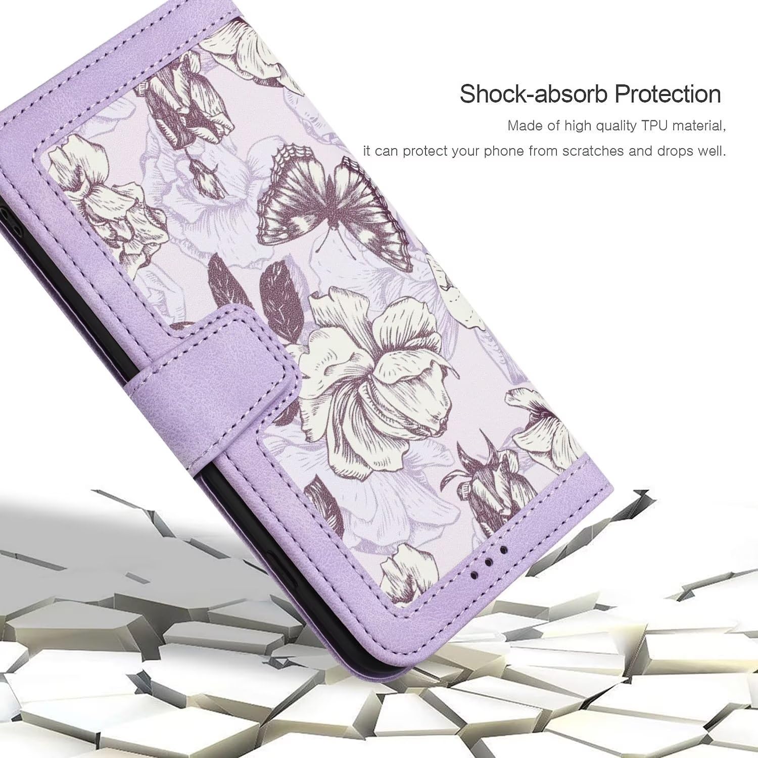 Rnrieyta Miagon Flip Case for Samsung Galaxy S23 Ultra,Lovely Flower PU Leather Wallet Phone Folio Case Magnetic Protective Cover with Stand Function Card Slots,Purple