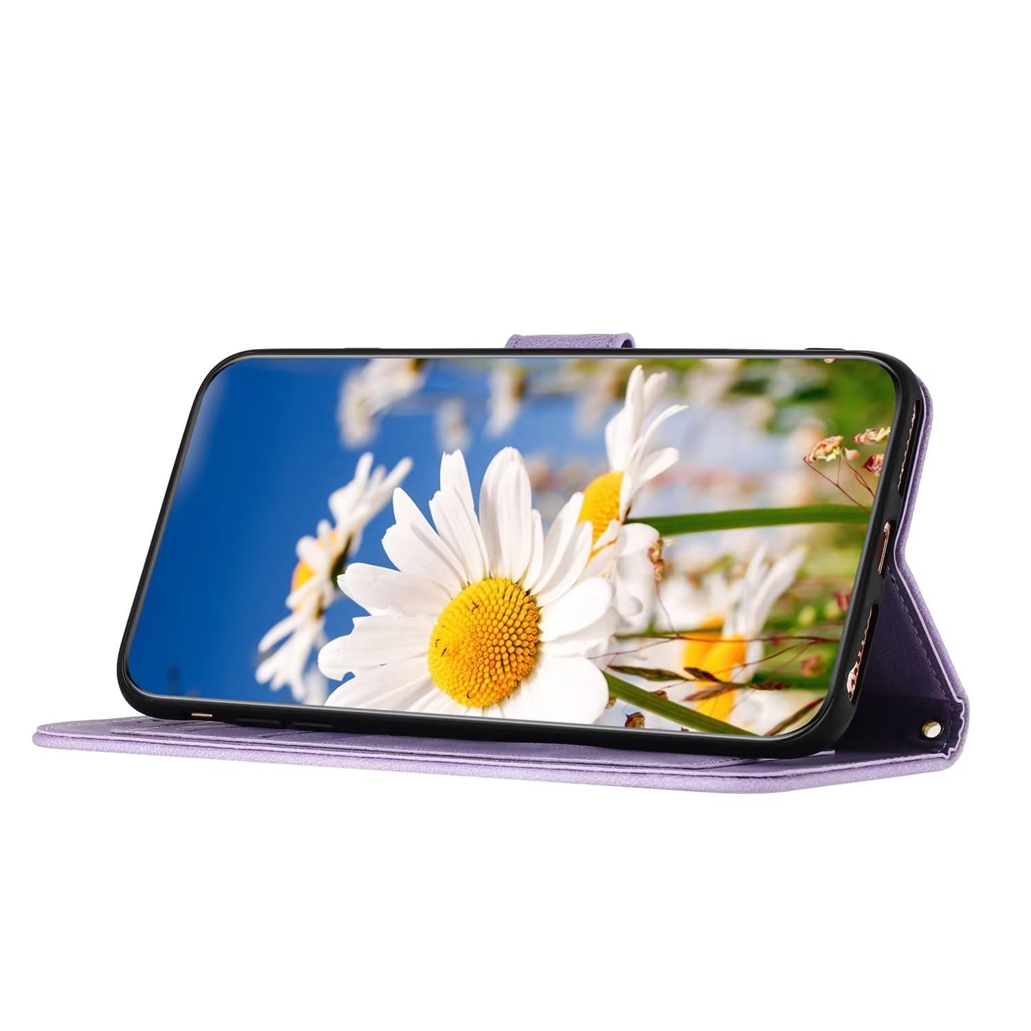 Rnrieyta Miagon Flip Case for Samsung Galaxy S23 Ultra,Lovely Flower PU Leather Wallet Phone Folio Case Magnetic Protective Cover with Stand Function Card Slots,Purple