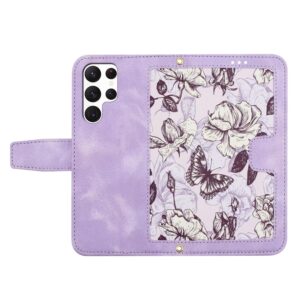 Rnrieyta Miagon Flip Case for Samsung Galaxy S23 Ultra,Lovely Flower PU Leather Wallet Phone Folio Case Magnetic Protective Cover with Stand Function Card Slots,Purple