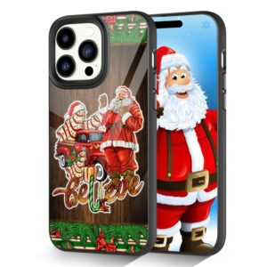 believe santa red truck xmas present merry bright phone case compatible with iphone 15 14 13 12 11 pro max mini xr 8 plus samsung s23 s22 s21 s20 fe a14 a54 a03s a53 a13 z flip 3/4