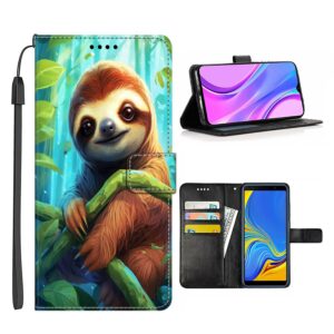 deweidirect wallet case suitable for moto g power (2021) with sloth-aa89 pattern, top pu leather, kickstand with wrist strap multifunction smartphone cellphone case folio pocket flip lanyard