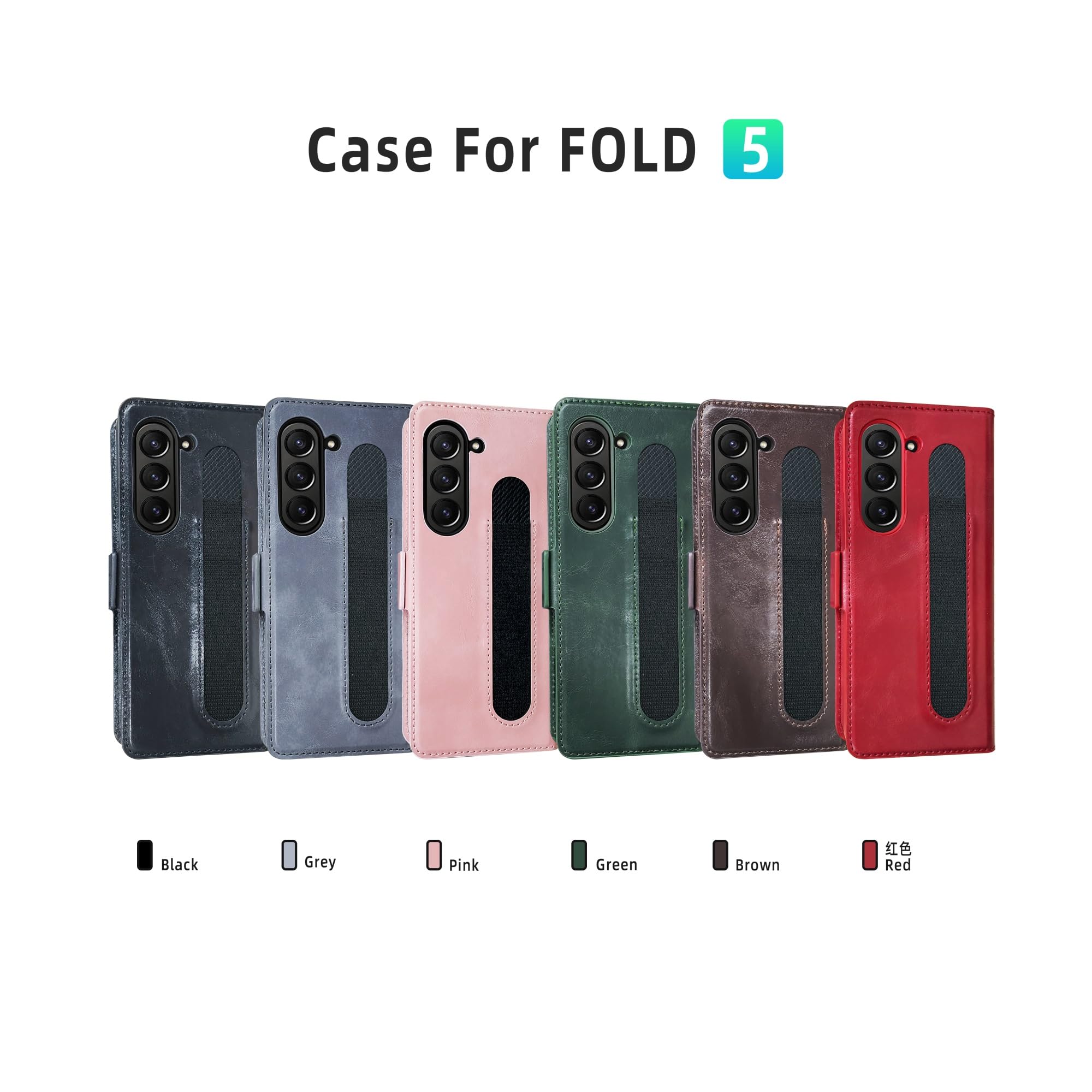 Cell Phone Flip Case Cover Premium PU Wallet Leather Phone Case Compatible with Samsung Galaxy Z Fold 5 Case, with [Card Holder] [Pen Slot] PC Inner Shell Magnetic Closure Flip Case Cover for Galaxy Z