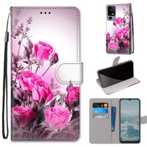 ranyi for tcl 40 xe 5g case, tcl 40 x 5g case, floral flower leather wallet case with credit card holder kickstand strap flip folio magnetic wallet case for tcl 40 xe 40 xe 5g t609dl /tcl 40 x 40x 5g