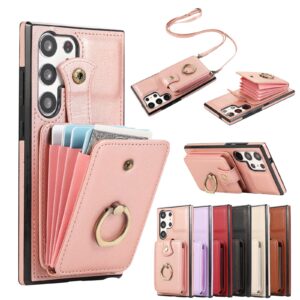 phone flip case premium leather 2 in 1 wallet case compatible with samsung galaxy a12 5g,magnetic closure purse w rotation ring stand/card slots holde/lanyard crossbody shockproof protective phone cas