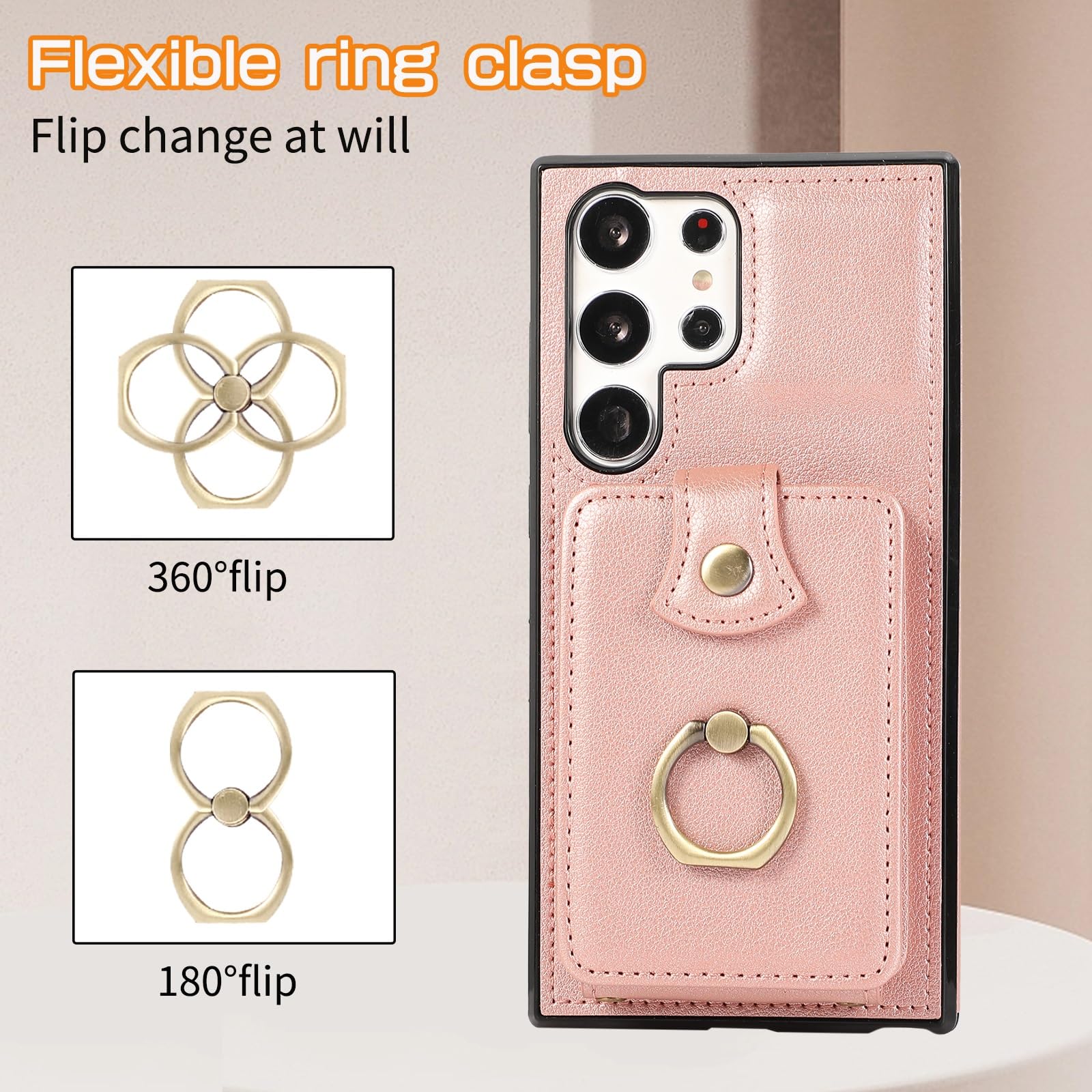 Phone Flip Case Premium Leather 2 in 1 Wallet Case Compatible with Samsung Galaxy A12 5G,Magnetic Closure Purse W Rotation Ring Stand/Card Slots Holde/Lanyard Crossbody Shockproof Protective Phone Cas