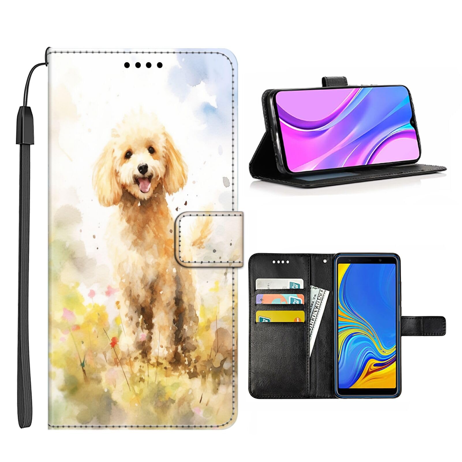 DAFEI Wallet Case for iPhone 6/6s with Poodle Dog-aa43 Pattern PU Leather Flip Folio ID&Credit Cards Pocket Lanyard