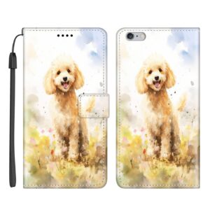 DAFEI Wallet Case for iPhone 6/6s with Poodle Dog-aa43 Pattern PU Leather Flip Folio ID&Credit Cards Pocket Lanyard