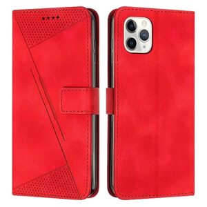 facser flip shockproof case compatible with iphone 11 pro max wallet flip phone case card slot holder flip cover phone case wrist strap phone case compatible with iphone 11 pro max (color : vermelho)