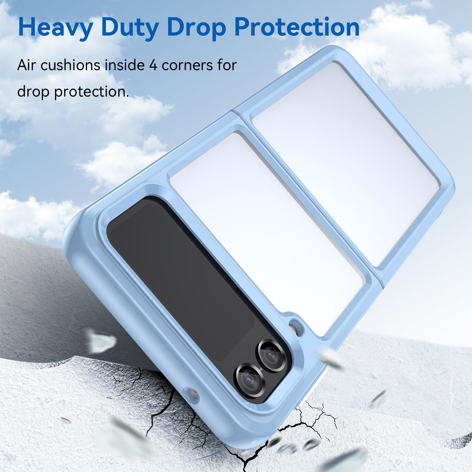 Zotita for Samsung Galaxy Z Flip 3 5G case, Lightweight and high Transparency Shock Absorption Protection, TPU+PMMA Material for Comfortable Touch, Screen Camera Lens for high Protection (Solid blue)