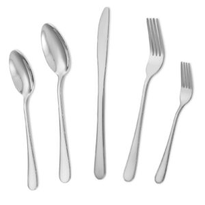 silverware set, 20 piece flatware cutlery set stainless steel kitchen utensils service for 4, dishwasher safe, mirror polished dinner knife, fork, spoon for home and restaurant christmas gift (silver)