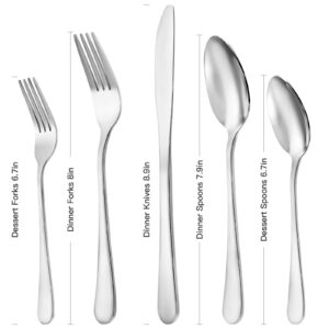 20 Piece Silverware Set Flatware Cutlery Set Stainless Steel Kitchen Utensils Service for 4, Dishwasher Safe, Mirror Polished Dinner Knife, Fork, Spoon for Home and Restaurant (Silver)