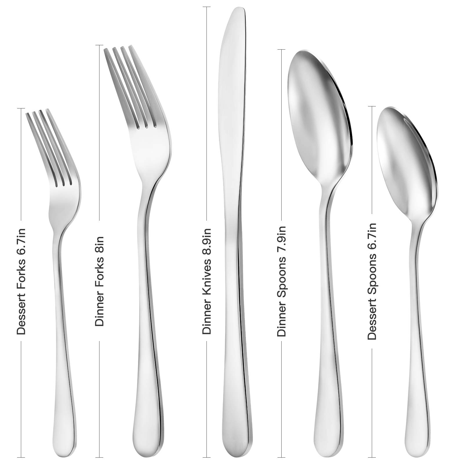 20 Piece Silverware Set Flatware Cutlery Set Stainless Steel Kitchen Utensils Service for 4, Dishwasher Safe, Mirror Polished Dinner Knife, Fork, Spoon for Home and Restaurant (Silver)