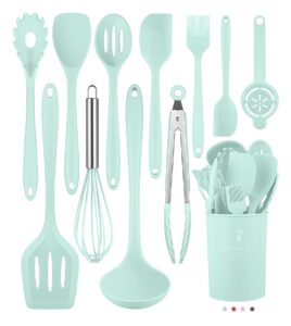 kitchen utensils set-12 pieces silicone cooking utensils set (dishwasher safe) 392°f heat resistant spatula set,kitchen utensil set for nonstick cookware,best kitchen tools with holder