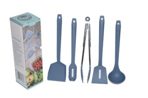 kitchen utensil set – eco friendly, ocean safe, 5pcs with soft grip handles great for boats, rv’s and kitchens