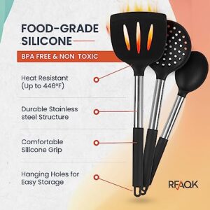 40PCs Silicone Cooking Utensils Set 446℉ Heat Resistance, RFAQK BPA Free Kitchen Utensils Set for Nonstick Cookware, Gadgets includes Can Opener, Potato Smasher,Peeler,Tongs,Spatula Set,Pizza Cutter