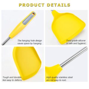 Cooking Utensils Set, 15PC Silicone Kitchen Utensils with Stand, 446℉ Heat-resistant Spatula Set with Stainless Steel Handles for Nonstick Cookware, Kitchen Tools Set for Home Kitchen (Yellow)