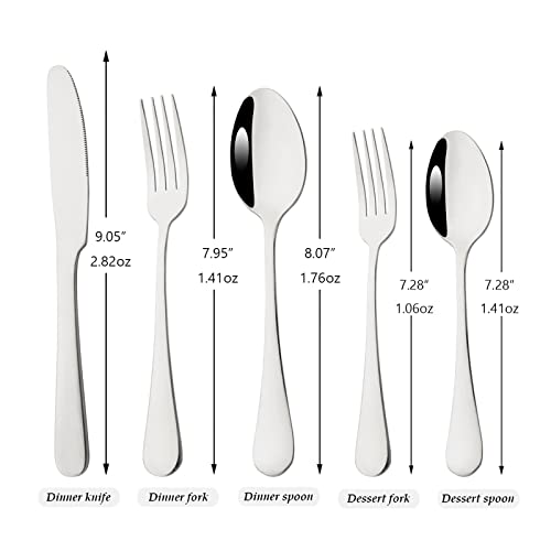 Snplowum 35-Piece Mirror Silver Flatware Set, 18/0 Stainless Steel Cutlery Set With Seriving Utensils For 6, Home Restaurant Silverware Set With Cake Knife, Colander, Soup Spoon, Dishwasher Safe