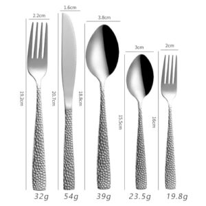 35-Piece Hammered Silverware Set, Stainless Steel Flatware Set for 7, Food-Grade Tableware Cutlery Set, Utensil Sets for Home Restaurant, Mirror Finish, Dishwasher Safe