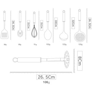 Cooking Utensils Set 8 Piece, Stainless Steel Kitchen Utensils Set with Utensil Holder, Kitchen Tool Set and Caddy