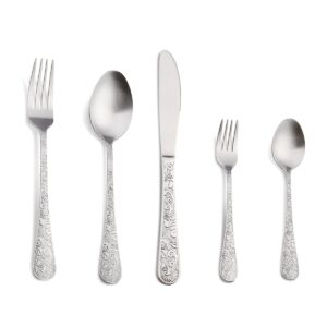 ikxo 35 pcs stainless steel silverware set service for 7, modern sleek flatware set, include knife fork spoon long teaspoon salad fork mirror-polished dishwasher safe carved cutlery