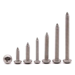 #8 x 1" (100 Pack) Stainless Steel Phillips Pan Head Wood Screws, Stainless Steel 304 (18-8), Pan Head Sheet Metal Screws Self Tapping Screws