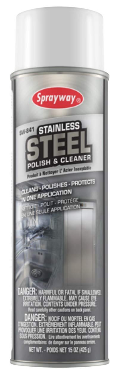 Sprayway SW841 Oil-based Stainless Steel Cleaner and Polish, Protects and Preserves, Resists Streaks and Finger prints, 15 Oz.