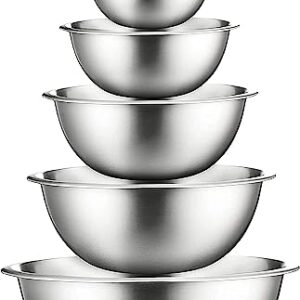 COOK WITH COLOR Stainless Steel Mixing Bowls - 6 Piece Stainless Steel Nesting Bowls Set includes 6 Prep Bowl and Mixing Bowls