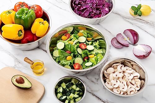 COOK WITH COLOR Stainless Steel Mixing Bowls - 6 Piece Stainless Steel Nesting Bowls Set includes 6 Prep Bowl and Mixing Bowls