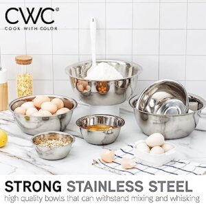 COOK WITH COLOR Stainless Steel Mixing Bowls - 6 Piece Stainless Steel Nesting Bowls Set includes 6 Prep Bowl and Mixing Bowls