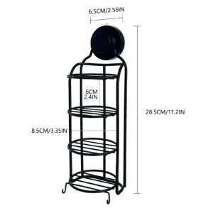 4 Tier Bar Soap Holder for Shower Wall, Stainless Steel Self Draining Rustproof Rack Powerful No Drilling Shampoo Bar Holder with Strong Suction Cup for Shower Wall Bathroom Kitchen (Black)