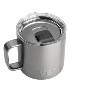 yeti rambler 14 oz mug, vacuum insulated, stainless steel with magslider lid, stainless