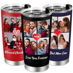 personalized tumbler with pictures text name, custom photo stainless steel tumblers 20oz, personalized travel cup, personalized gifts for women men dad fathers day birthday