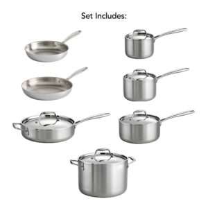 Tramontina 80116/249DS Gourmet Stainless Steel Induction-Ready Tri-Ply Clad 12-Piece Cookware Set, NSF-Certified, Made in Brazil