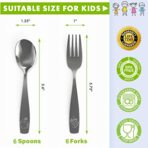 Stainless Steel Kids Silverware Set (24pc- 2 Pack of 12) - Child and Toddler Safe Flatware - Kids Utensil Set - Metal Kids Cutlery Set (Includes 12 Small Kids Spoons & Kids 12 Forks)