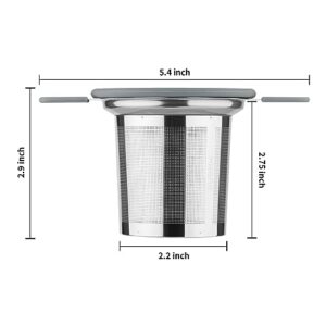 Ohtomber Tea Infuser Strainers for Loose Tea, Stainless Steel Loose Leaf Tea Strainer Stepper with Heat Proof Double Handles, Extra Fine Mesh Tea Ball Infusers, Tea Diffuser Holder Filter for Mugs