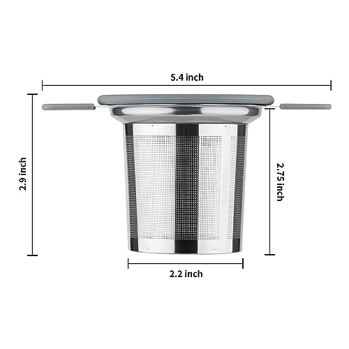 Ohtomber Tea Infuser Strainers for Loose Tea, Stainless Steel Loose Leaf Tea Strainer Stepper with Heat Proof Double Handles, Extra Fine Mesh Tea Ball Infusers, Tea Diffuser Holder Filter for Mugs