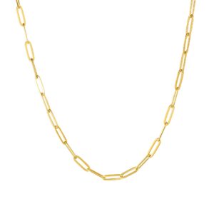 sunling stainless steel dainty paperclip link chain necklace for women girls with extension - silver and gold color